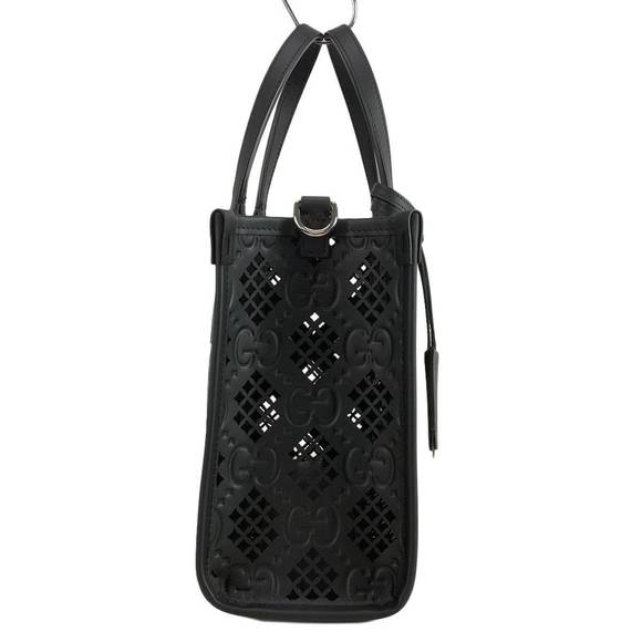 Gucci | Bags | Gucci Cutout Black Leather Small Bag Diamond Tote | Poshmark